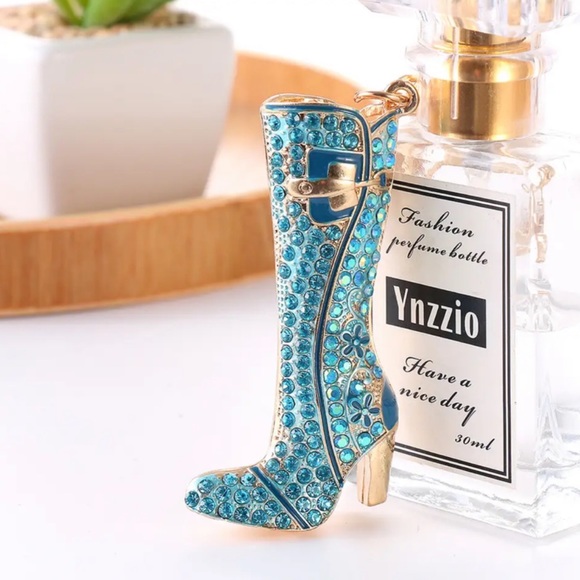 Accessories | Blue Crystal High Heel Boot Keychain Charm | Poshmark